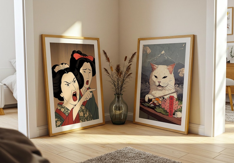 Ukiyo-e Meme Art Prints – Matte Photo Paper – Set of 2 - Etsy