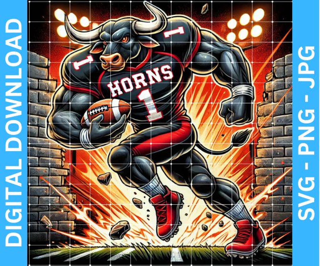 Longhorns Football Mascot Sublimation svg Design, Sports Mascot svg ...