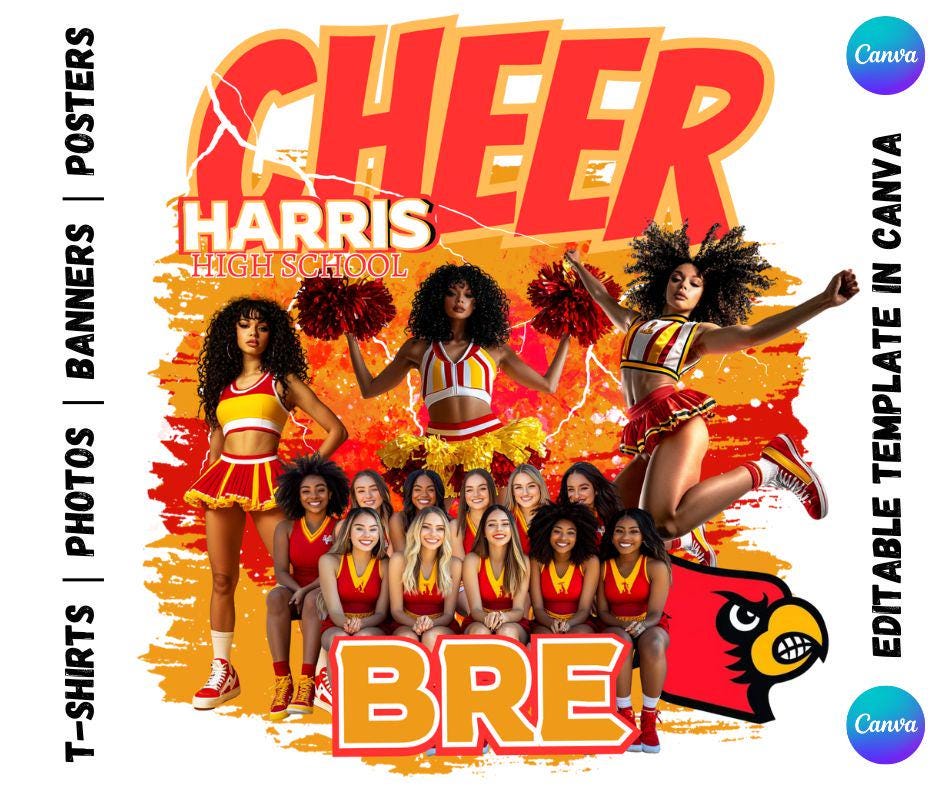 Customizable Cheerleader Template, Canva Editable Cheerleader Design ...