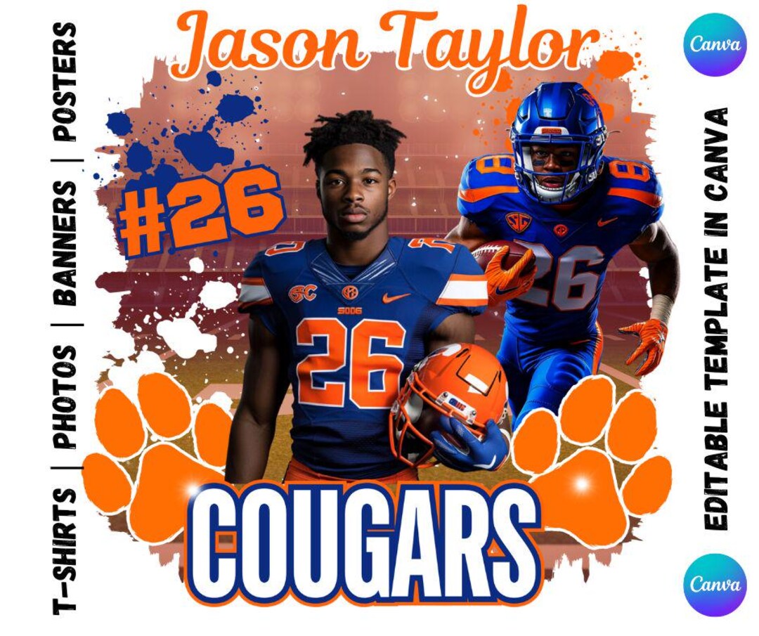Customizable Football Player Template, Canva Editable Football Player ...