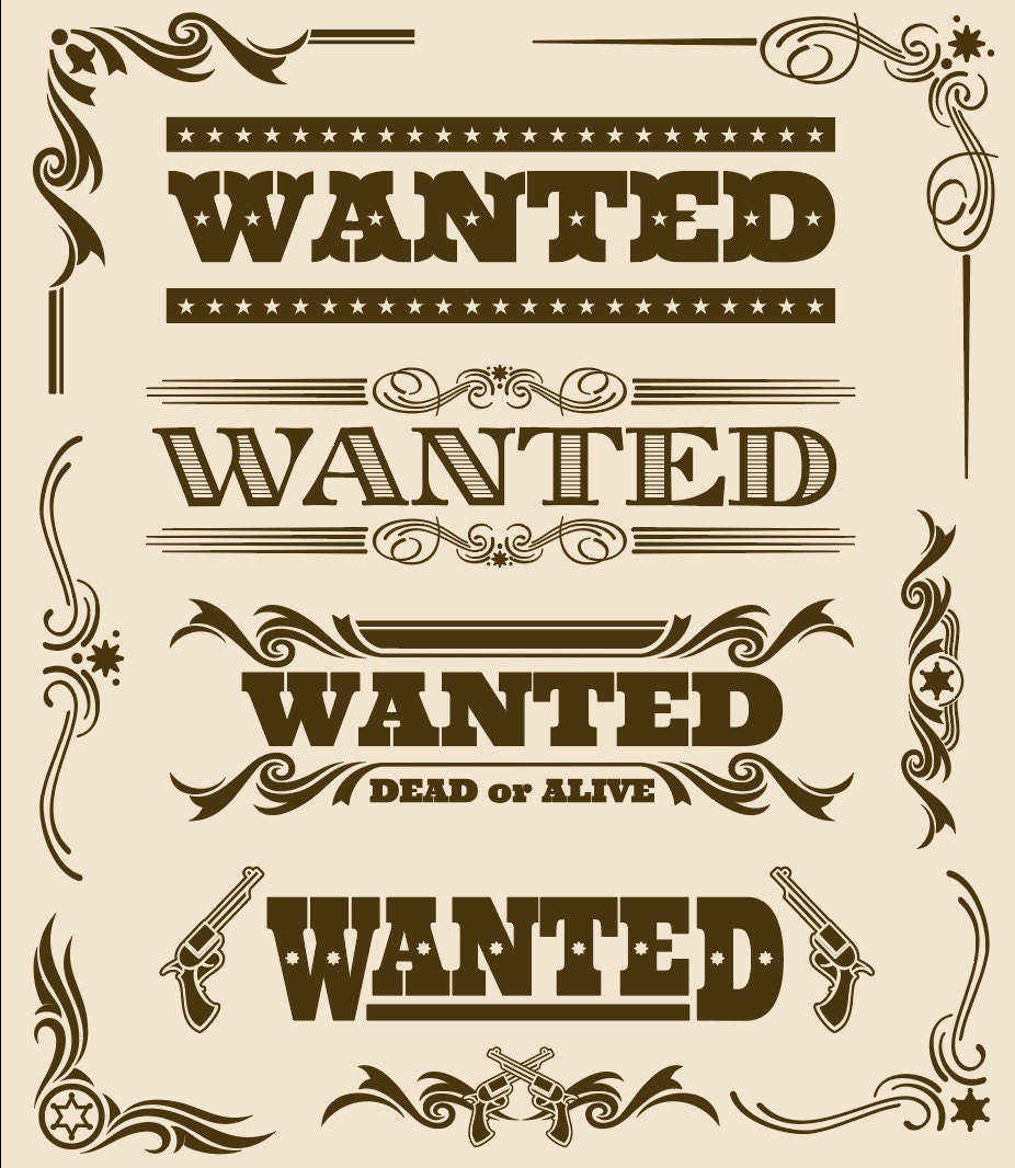 Wanted Western Assortment Svg,ai, and Pdf Digital Download - Etsy