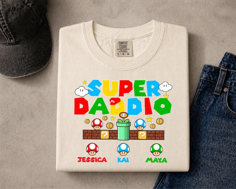Custom Super Daddio Shirt, Personalized Kids Name Dad Shirt, Daddy ...