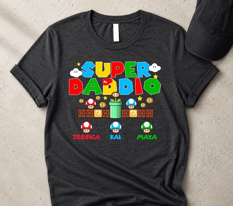 Custom Super Daddio Shirt, Personalized Kids Name Dad Shirt, Daddy ...