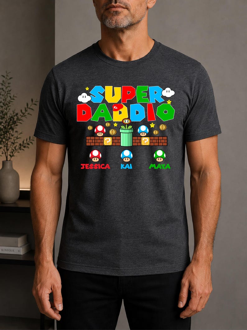 Custom Super Daddio Shirt, Personalized Kids Name Dad Shirt, Daddy ...