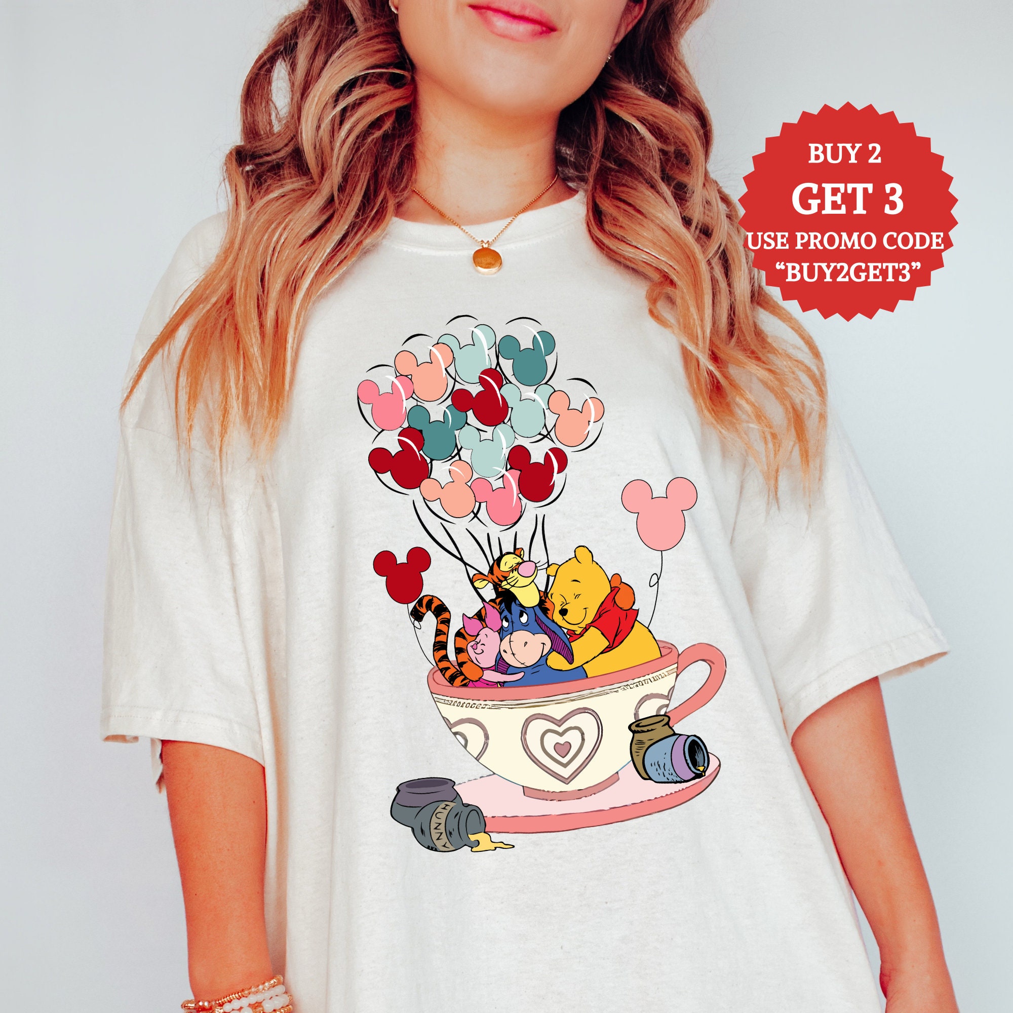 Cute Winnie the Pooh Balloon Tea Cup Shirt, Disney Winnie the Pooh ...