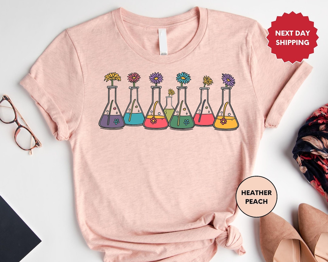 Laboratory Shirt, Floral Beakers Chemistry Lab Scientist Tee, Chemist ...