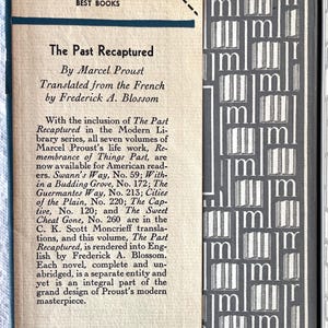 Marcel Proust, the Past Recpatured, First Modern Library Edition Hc/dj ...