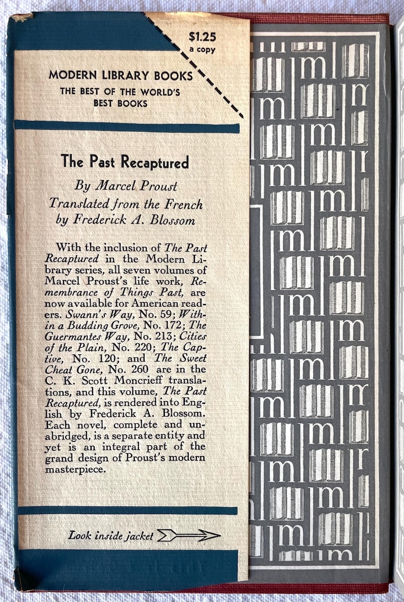 Marcel Proust, the Past Recpatured, First Modern Library Edition Hc/dj ...
