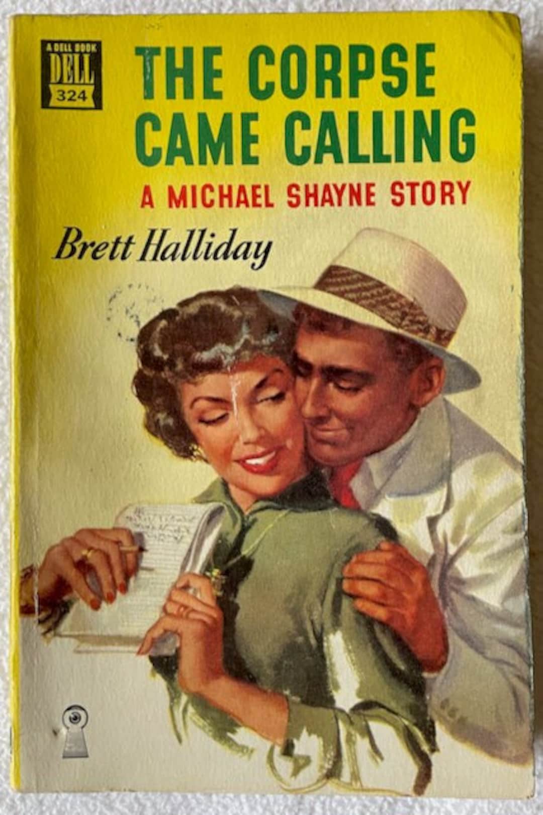 Brett Halliday, the Corpse Came Calling, Vintage Dell Paperback mapback ...