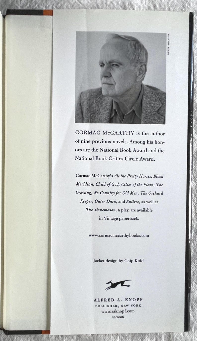 Cormac Mccarthy, the Road, First Edition Hardcover (2006) - Etsy