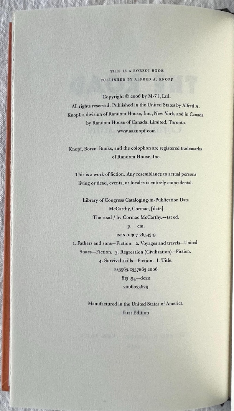 Cormac Mccarthy, the Road, First Edition Hardcover (2006) - Etsy