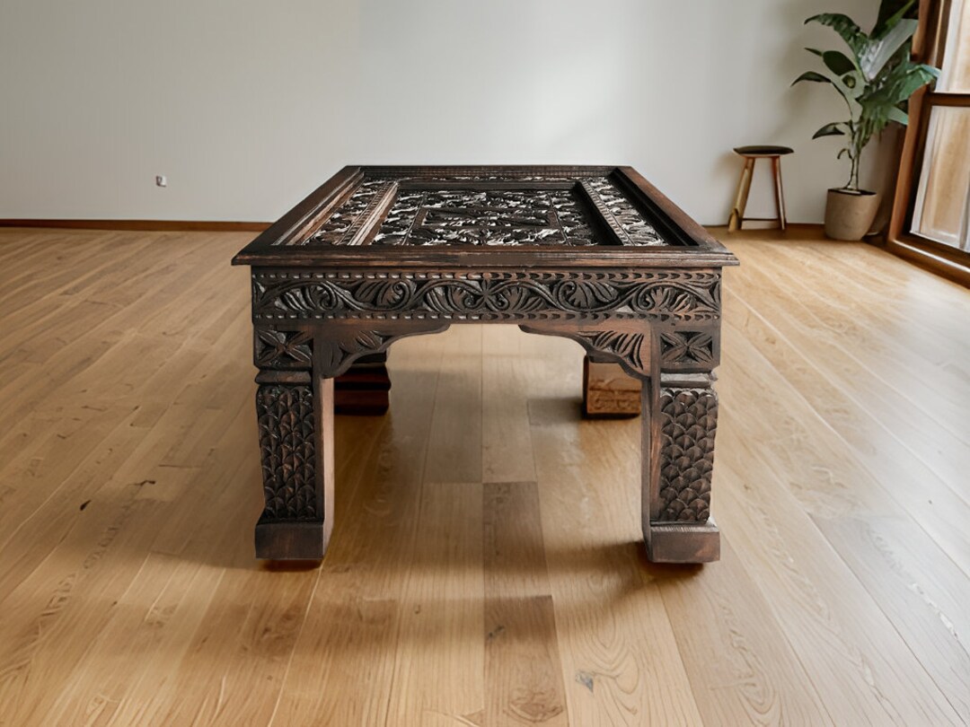 Carved Center Table Hand Carved Coffee Table Hall Table Center Table ...