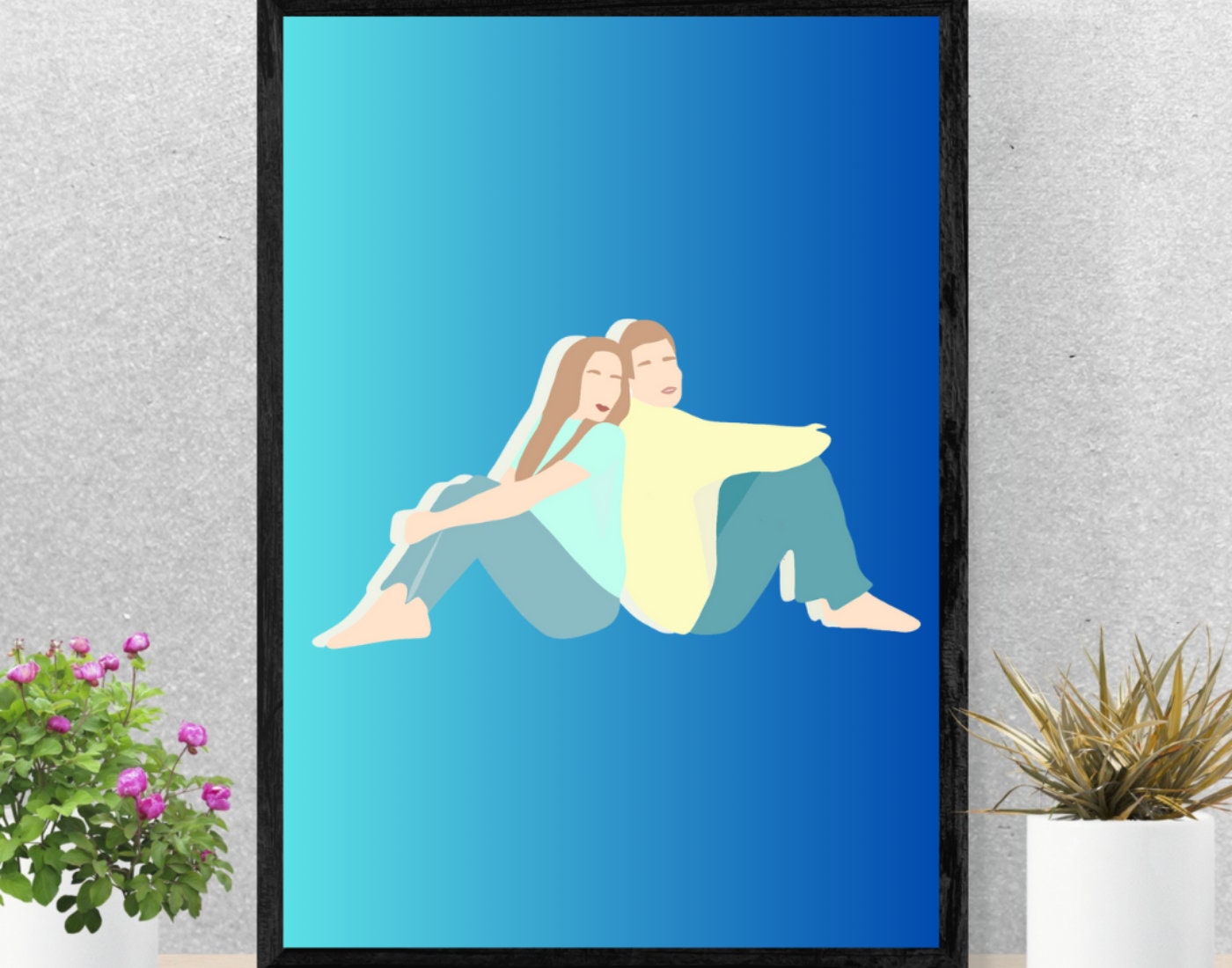 Faceless Portrait Gradient Background Custom Digital Faceless Portrait ...