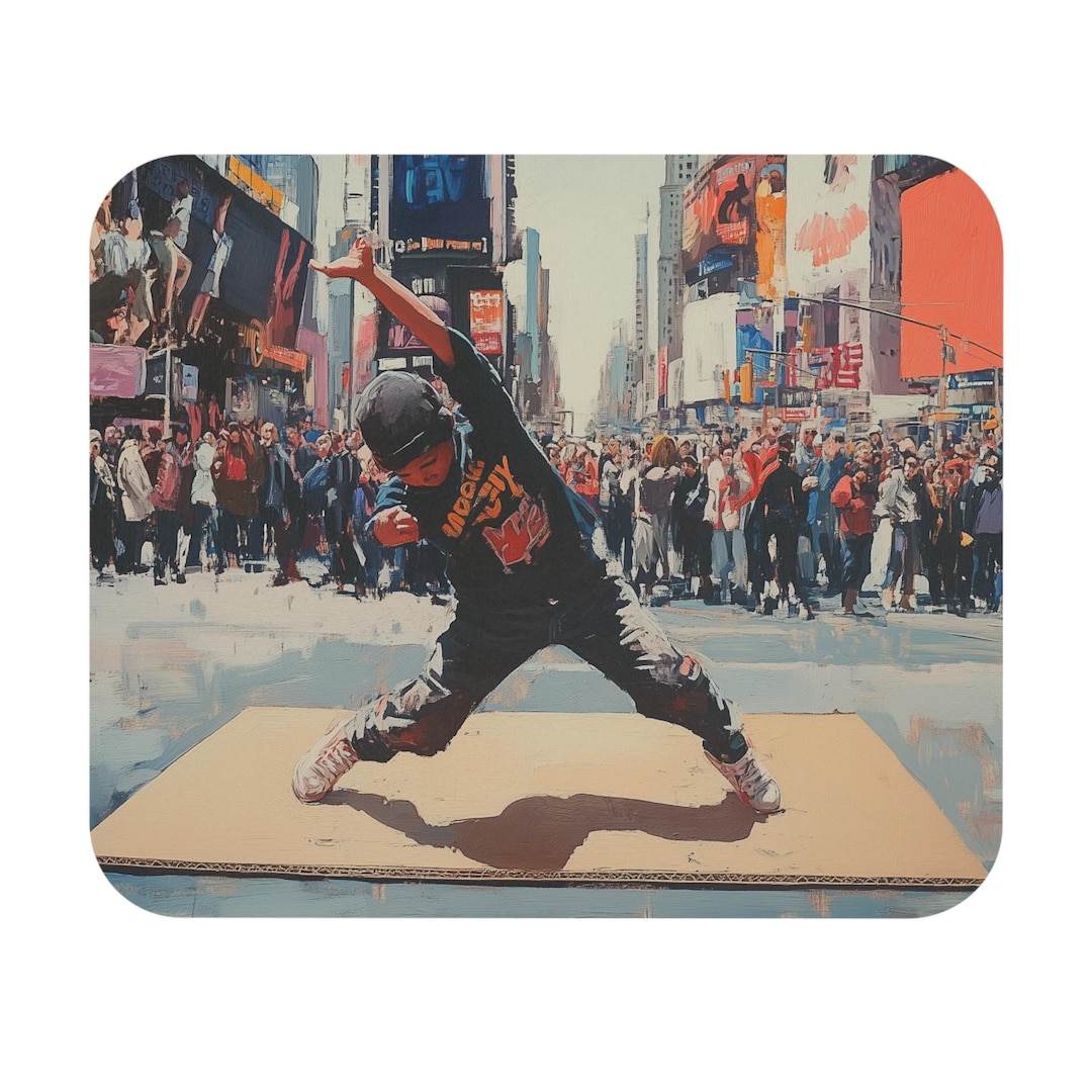 Times Square B-boy Mouse Pad | NYC Street Art Style -- Ultra-thin, Non ...