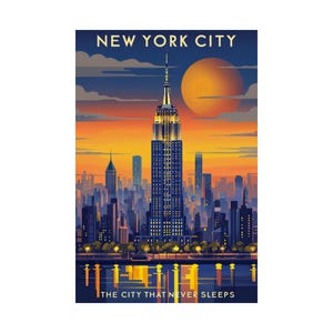 New York City Poster – NYC Skyline Wall Art, Manhattan Print - Etsy