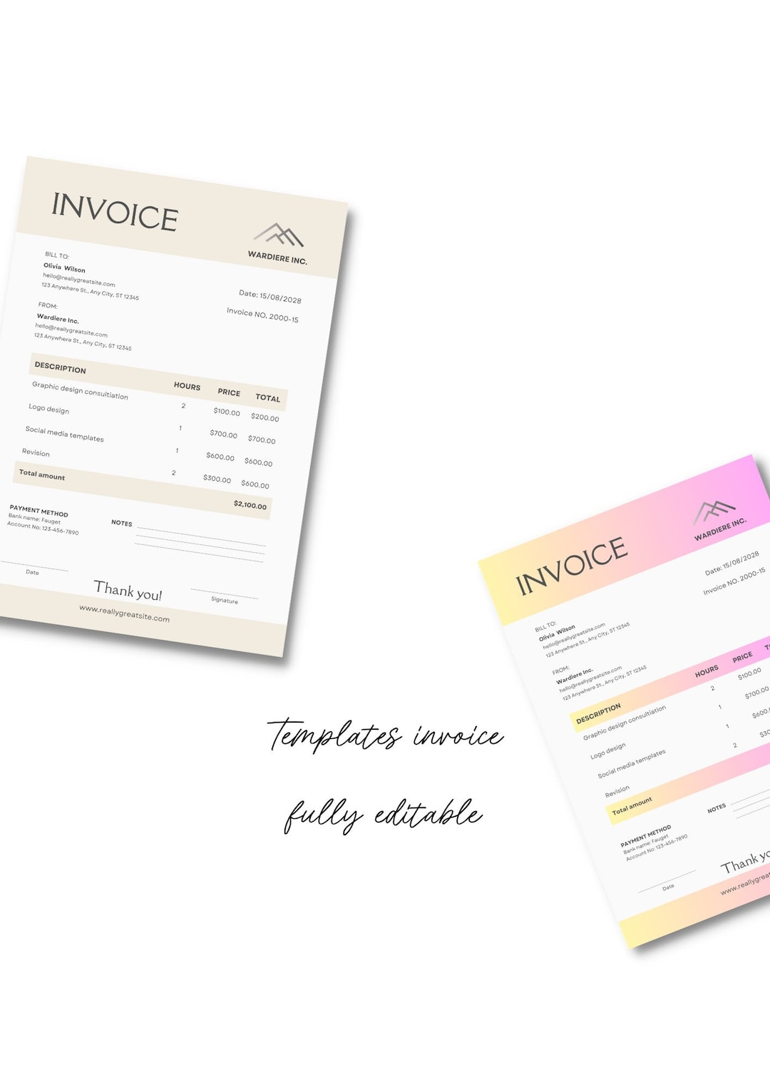 Invoice Template Designs - Etsy