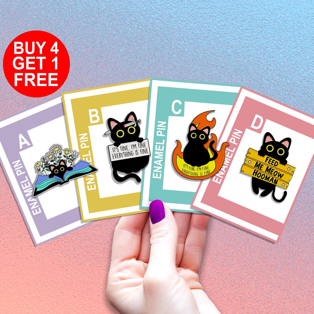 Black Cat Meme Cute Enamel Pin Gift Kawaii Enamel Pin Set Aesthetic ...
