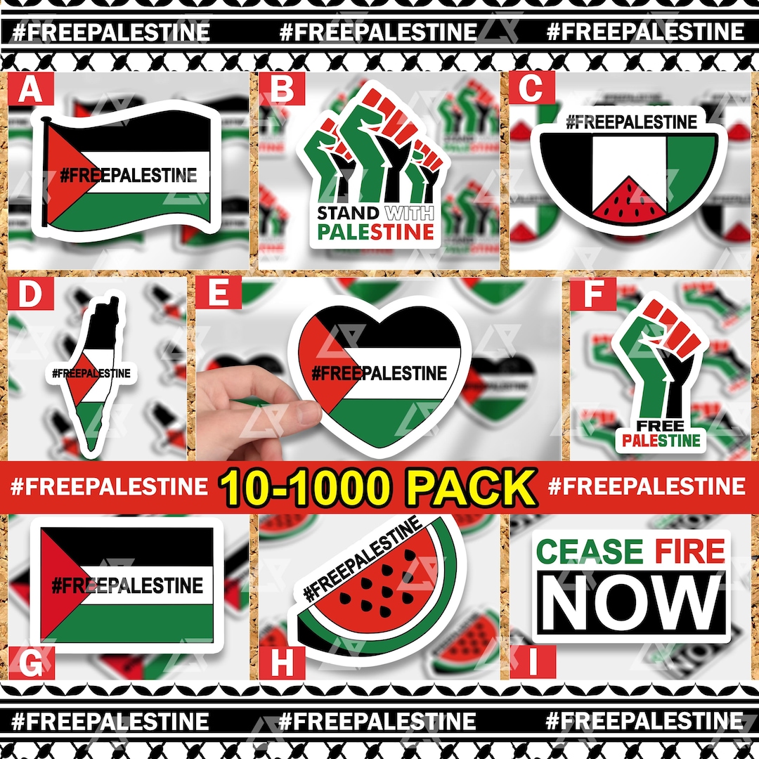 Save Palestine Heart Stickers Bulk Stickers Palestine Flag Stickers Set ...