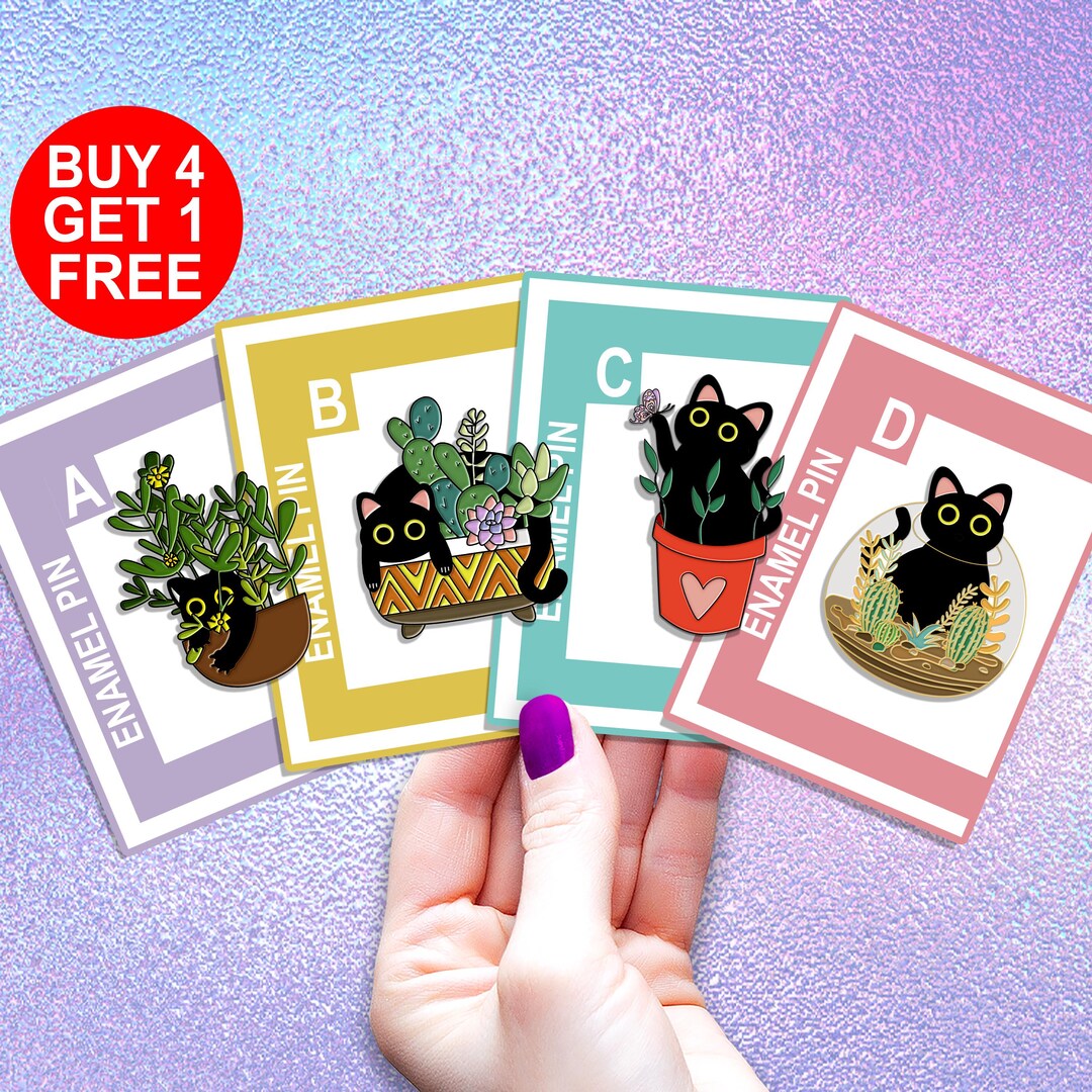 Flower Cat Cute Enamel Pin Gift Kawaii Enamel Pin Set Aesthetic Cute ...