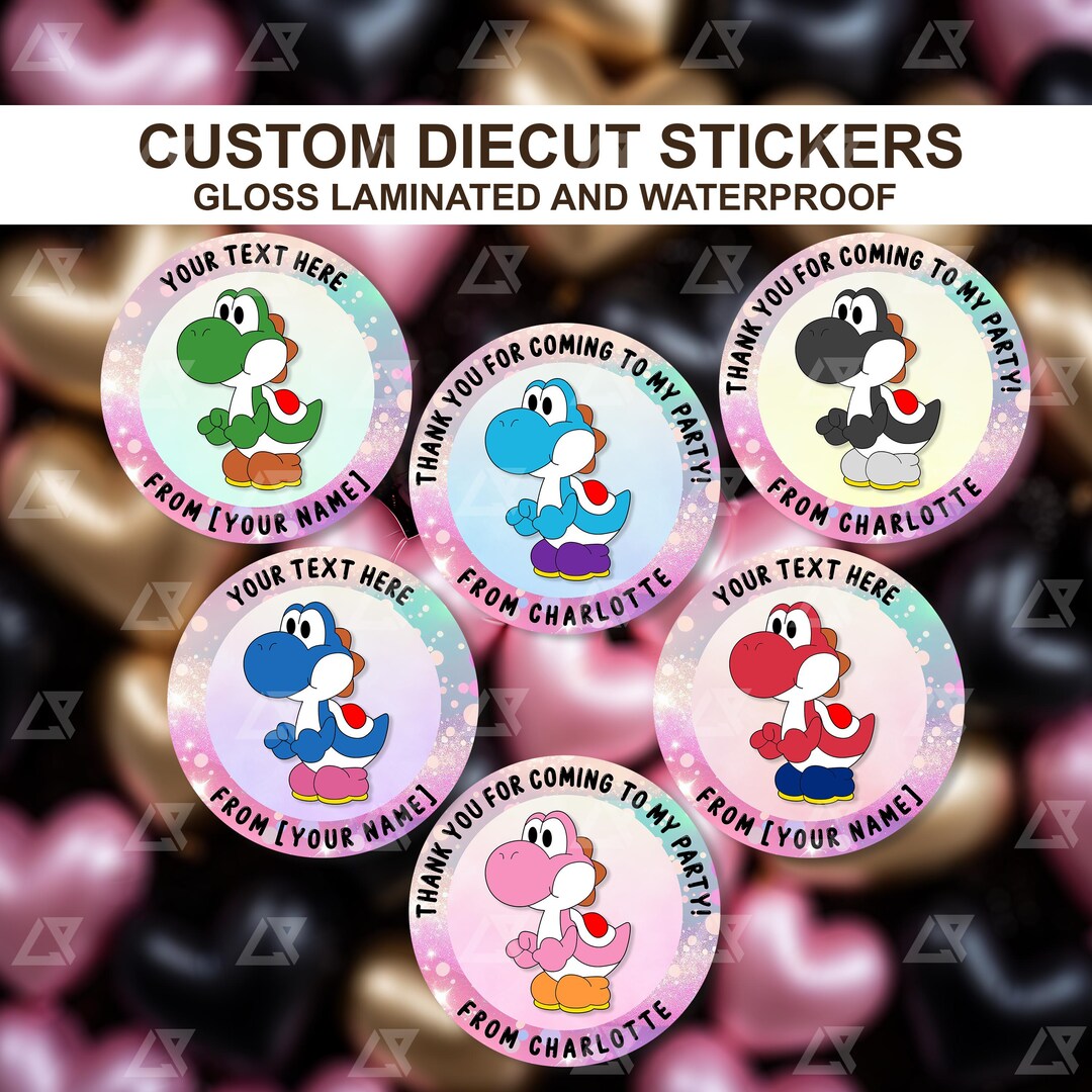 Yoshis Custom Birthday Sticker, Super Mario Custom Funny Sticker, Sweet ...