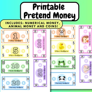 Play Money Printable Kids Pretend Money Learning Money Kids Pretend ...
