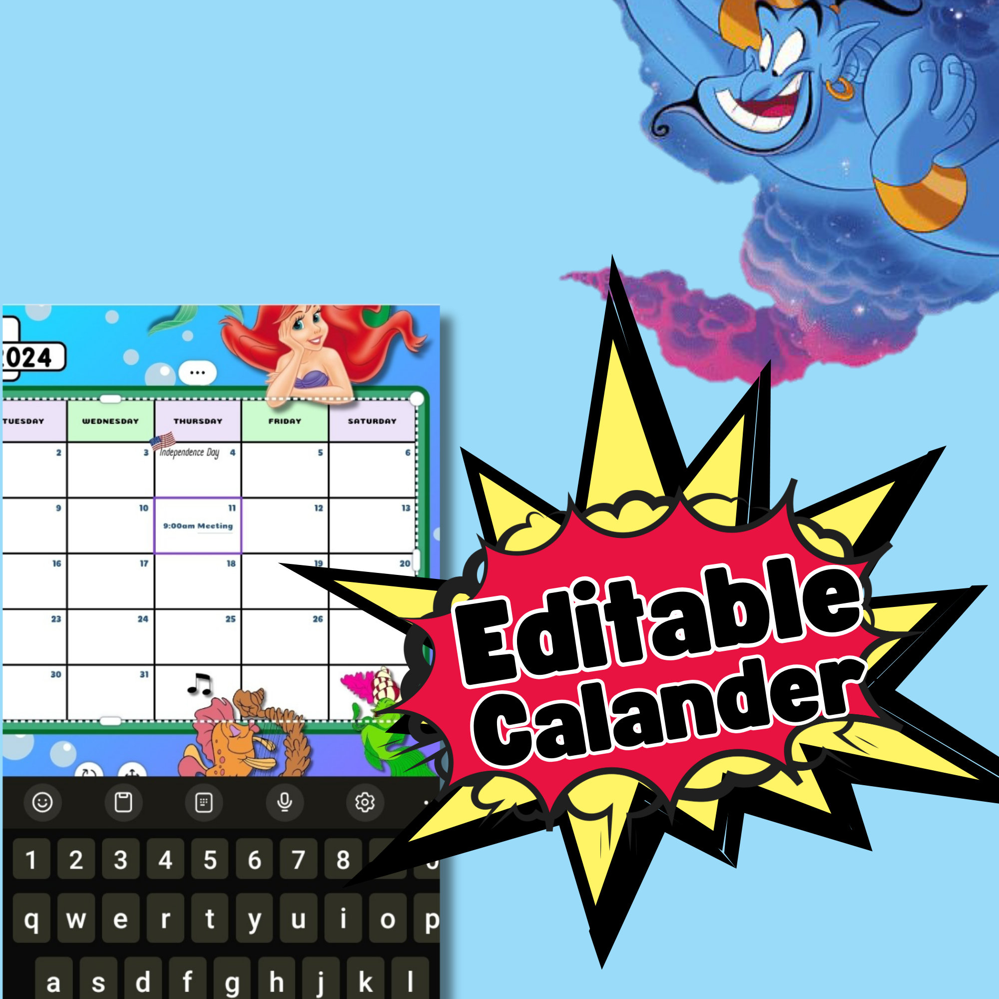 2024 EDITABLE Printable Kid's Calendar,printable Fillable Monthly ...