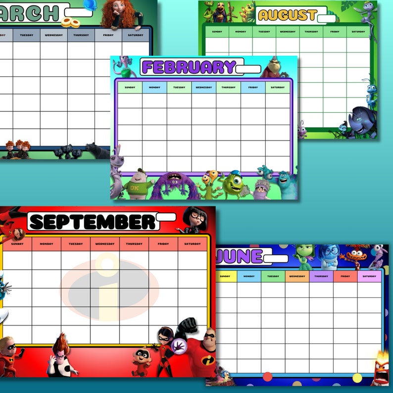 EDITABLE Printable Kid's Calendar, Printable Fillable Monthly Calendar ...