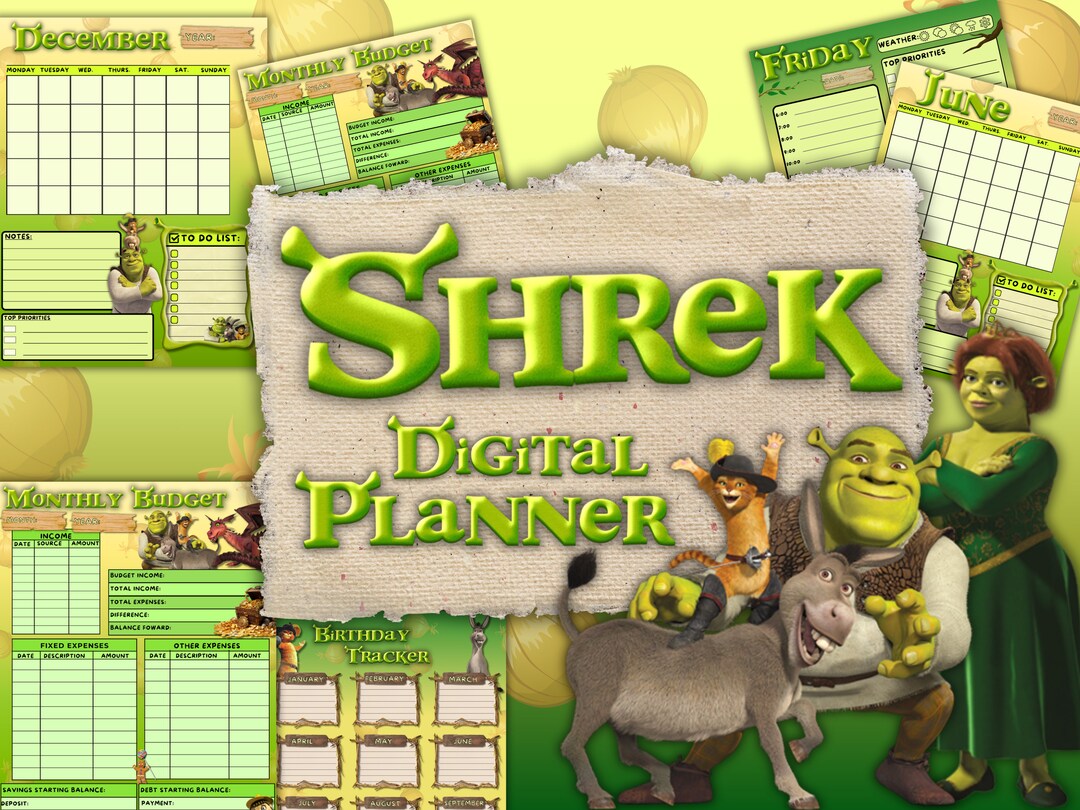 Shrek Digital Planner, Magical Themed Organizer, Ogre, ADHD Tracker ...