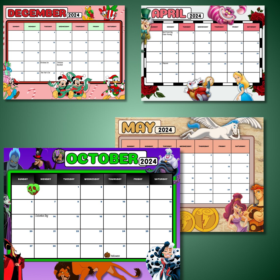 2024 EDITABLE Printable Kid's Calendar,printable Fillable Monthly ...