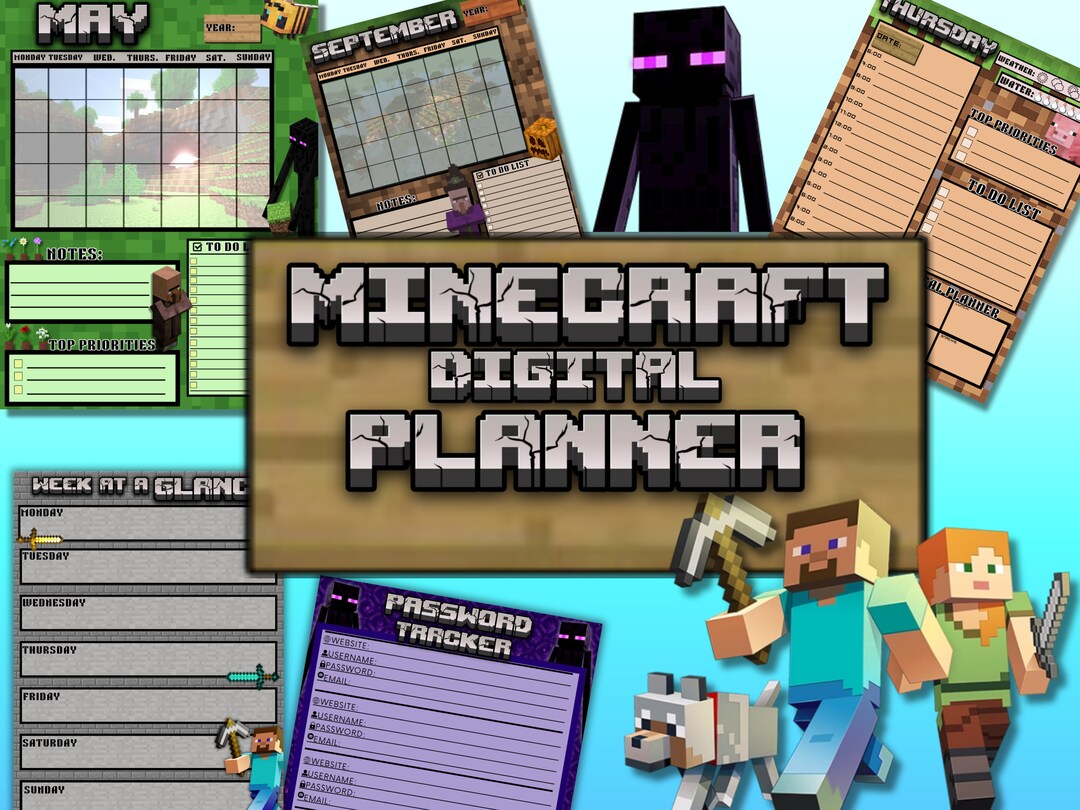 Minecraft Video Game Digital Planner Activities for Gamers Digital ...