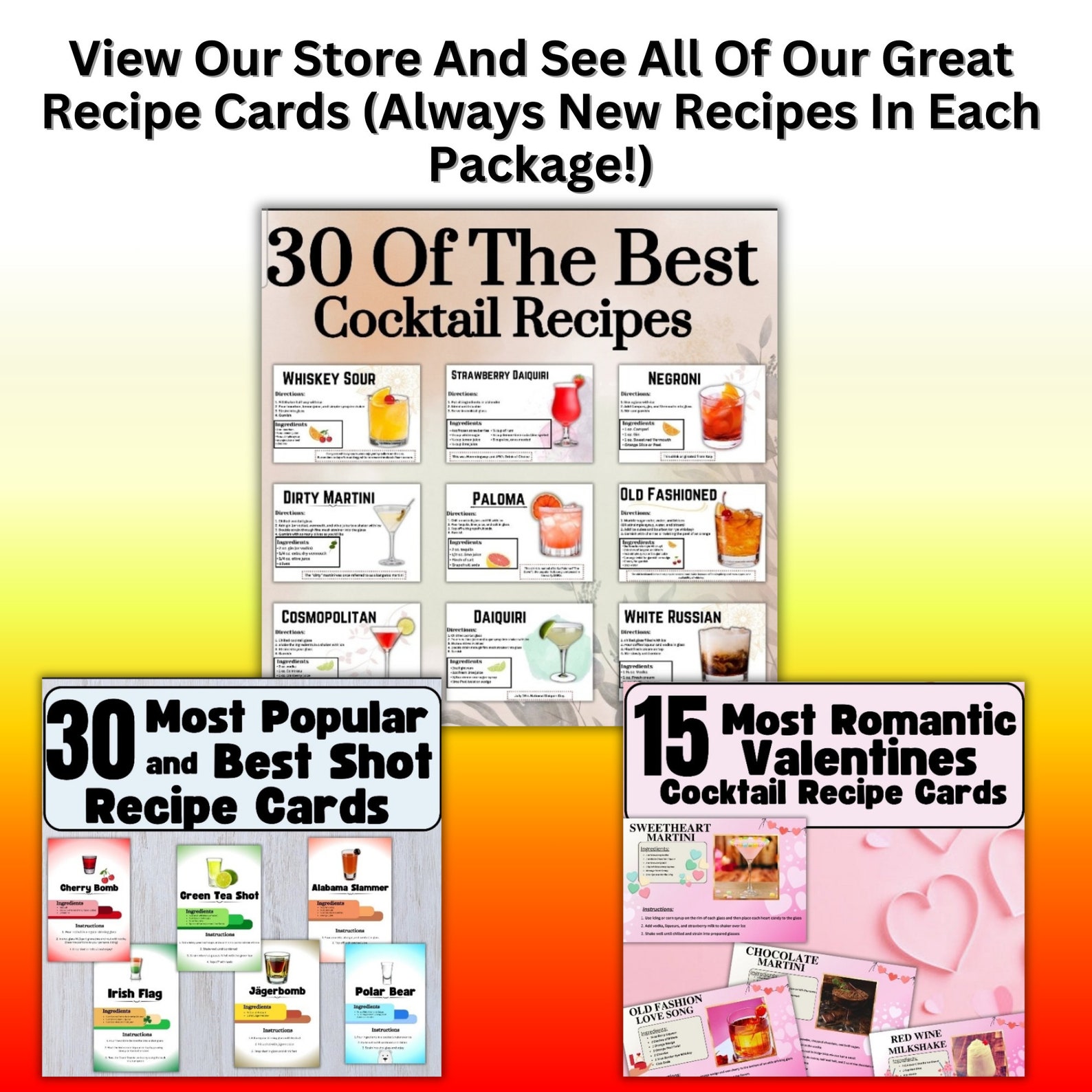 30 Popular Cocktail Recipe Cards | Best Shots | Recipe Cards ...