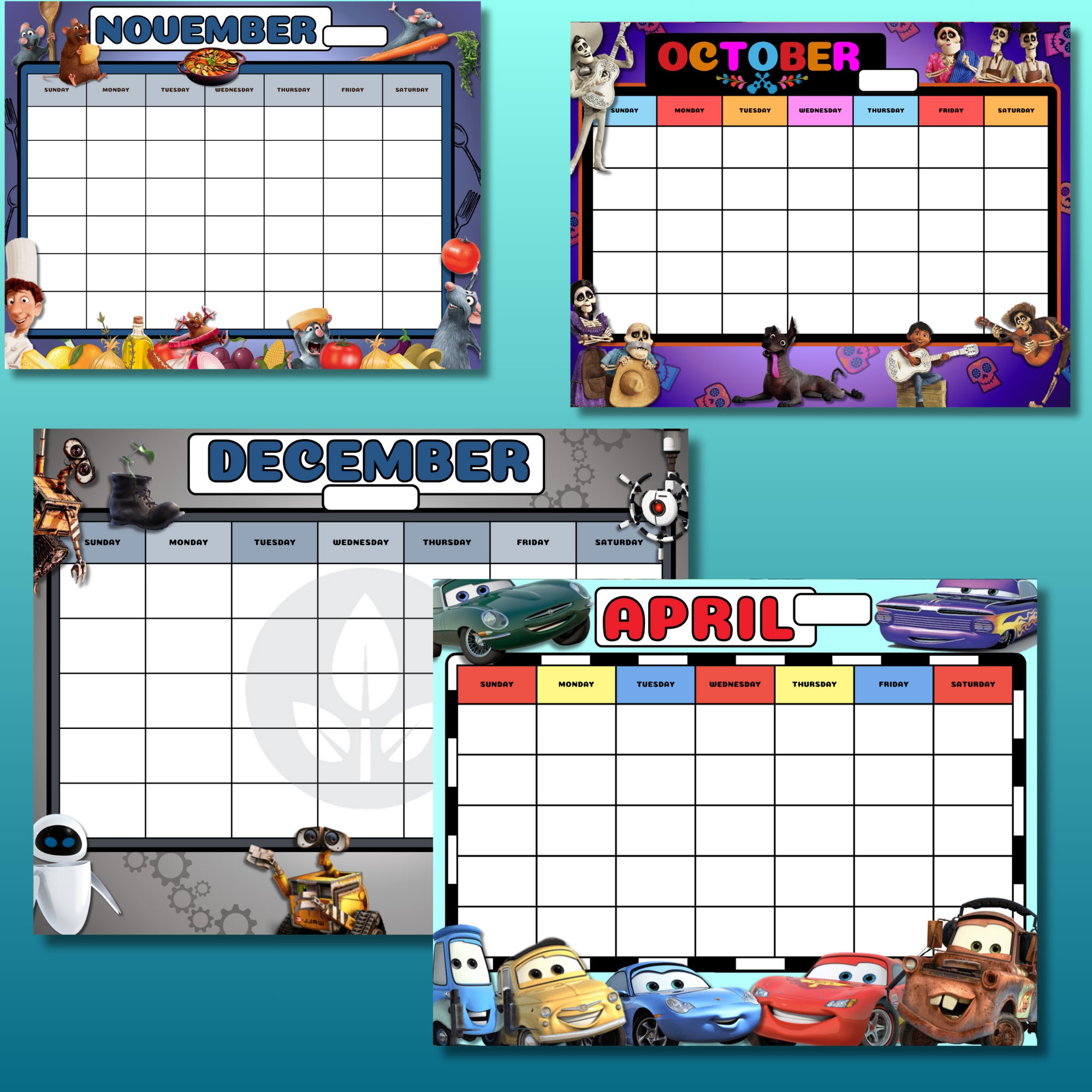 EDITABLE Printable Kid's Calendar, Printable Fillable Monthly Calendar ...
