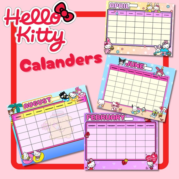 Hello Kitty Monthly Calendar Printable