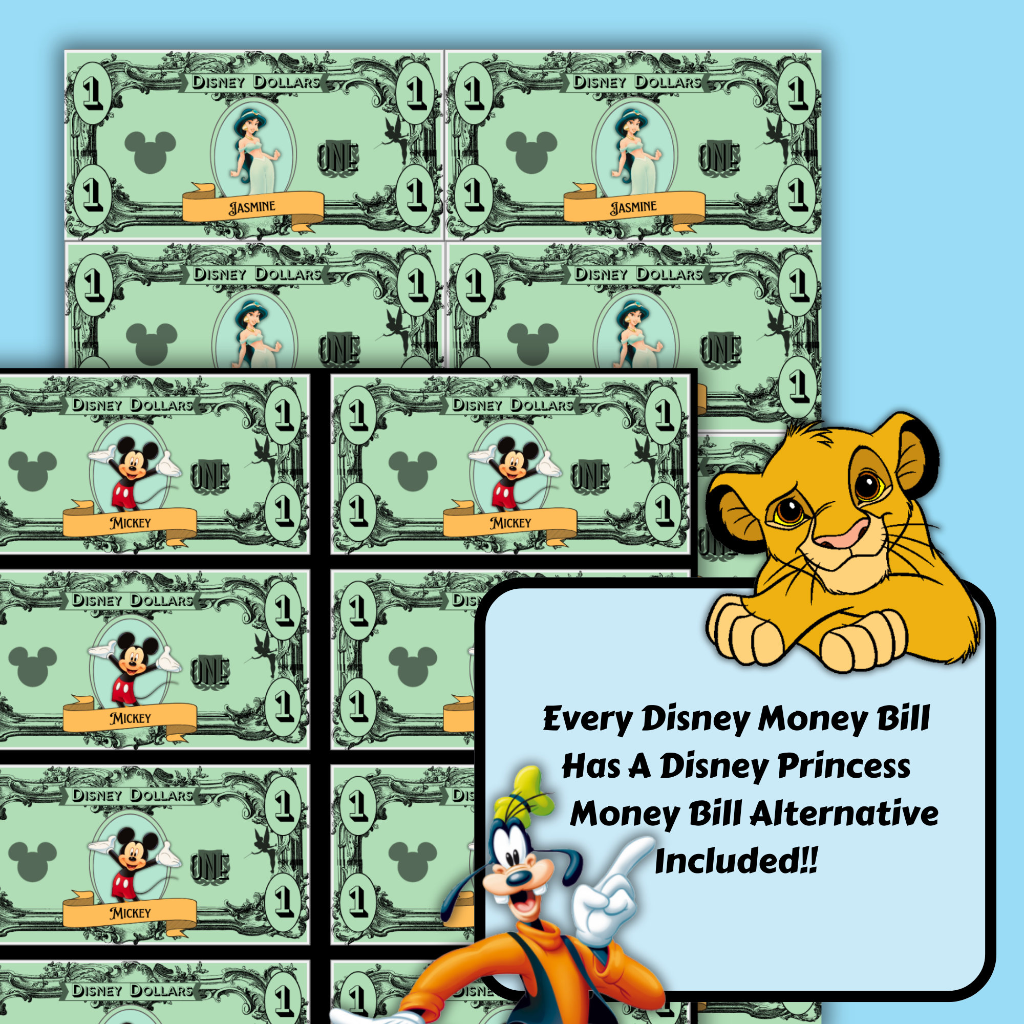 Pretend Money With Popular Characters Dramatic Play Princess Money Home ...