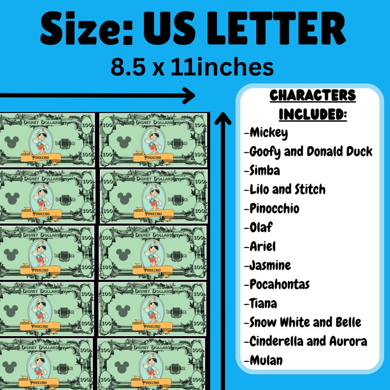 Pretend Money With Popular Characters Dramatic Play Princess Money Home ...