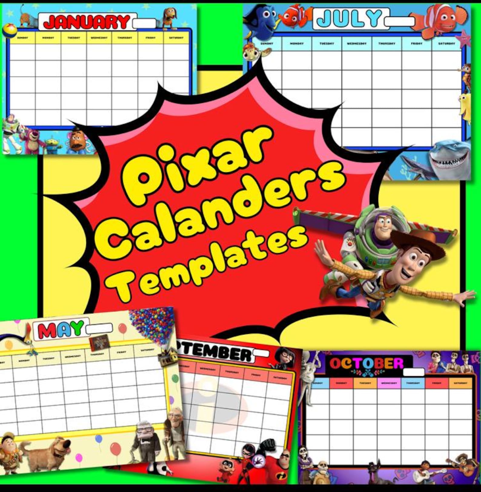 EDITABLE Printable Kid's Calendar, Printable Fillable Monthly Calendar ...