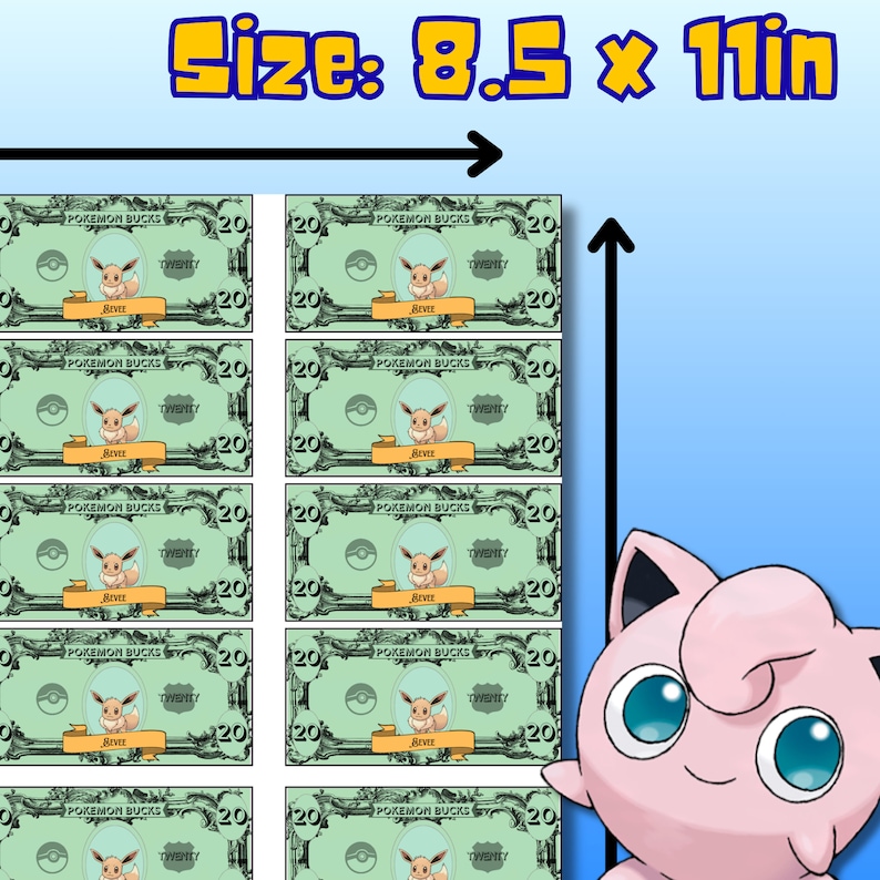 Printable Pokemon Play Money Spending Voucher Instant Download Bundle ...
