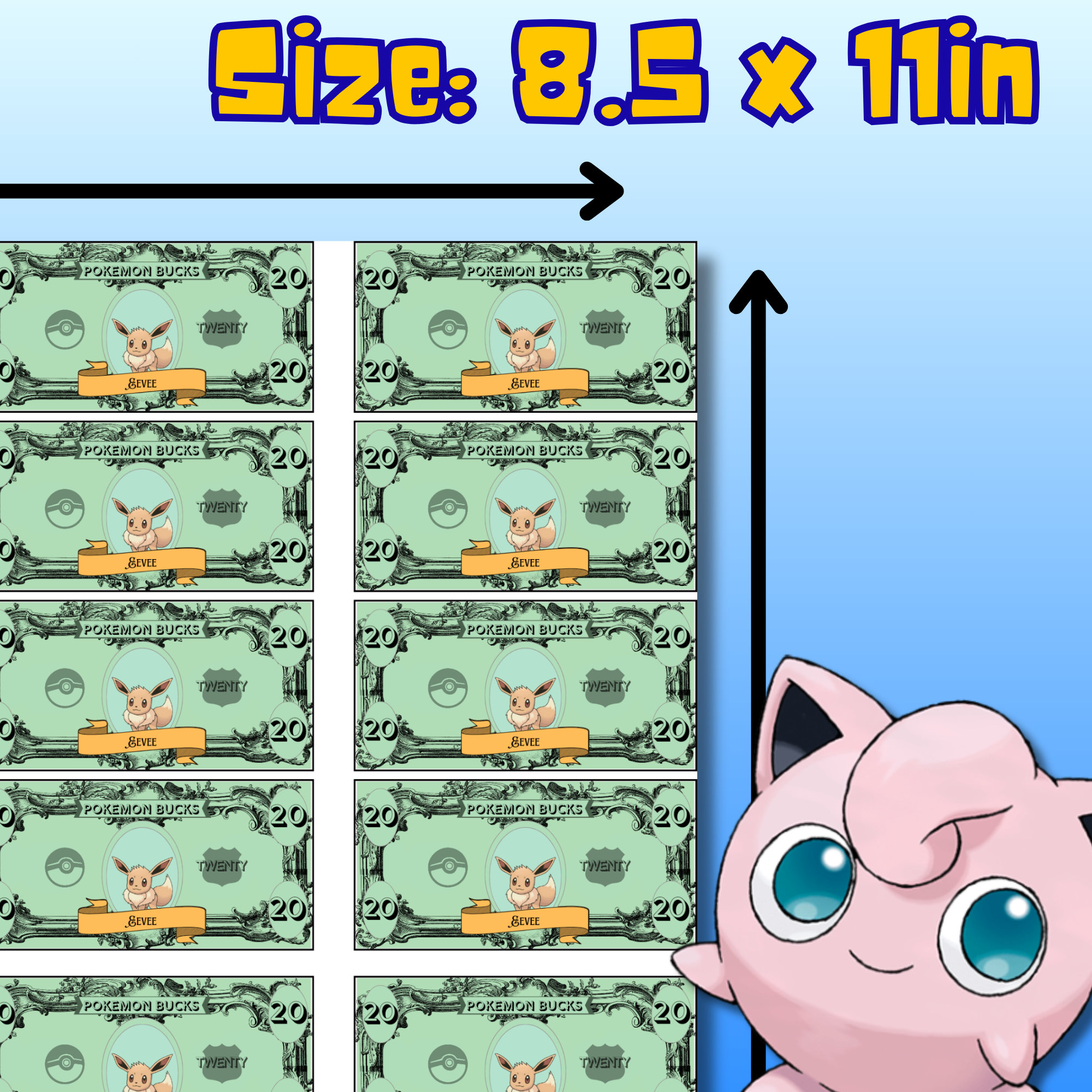 Printable Pokemon Play Money Spending Voucher Instant Download Bundle ...