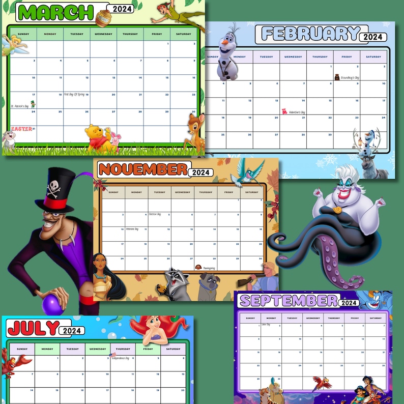 2024 EDITABLE Printable Kid's Calendar,printable Fillable Monthly ...