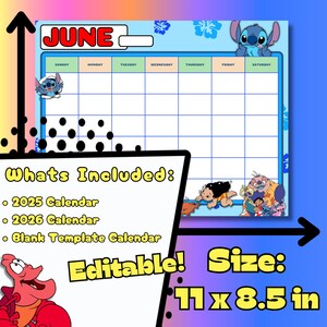 EDITABLE Printable Kid's 2025 Calendar, Monthly 2026 Calendar Template ...