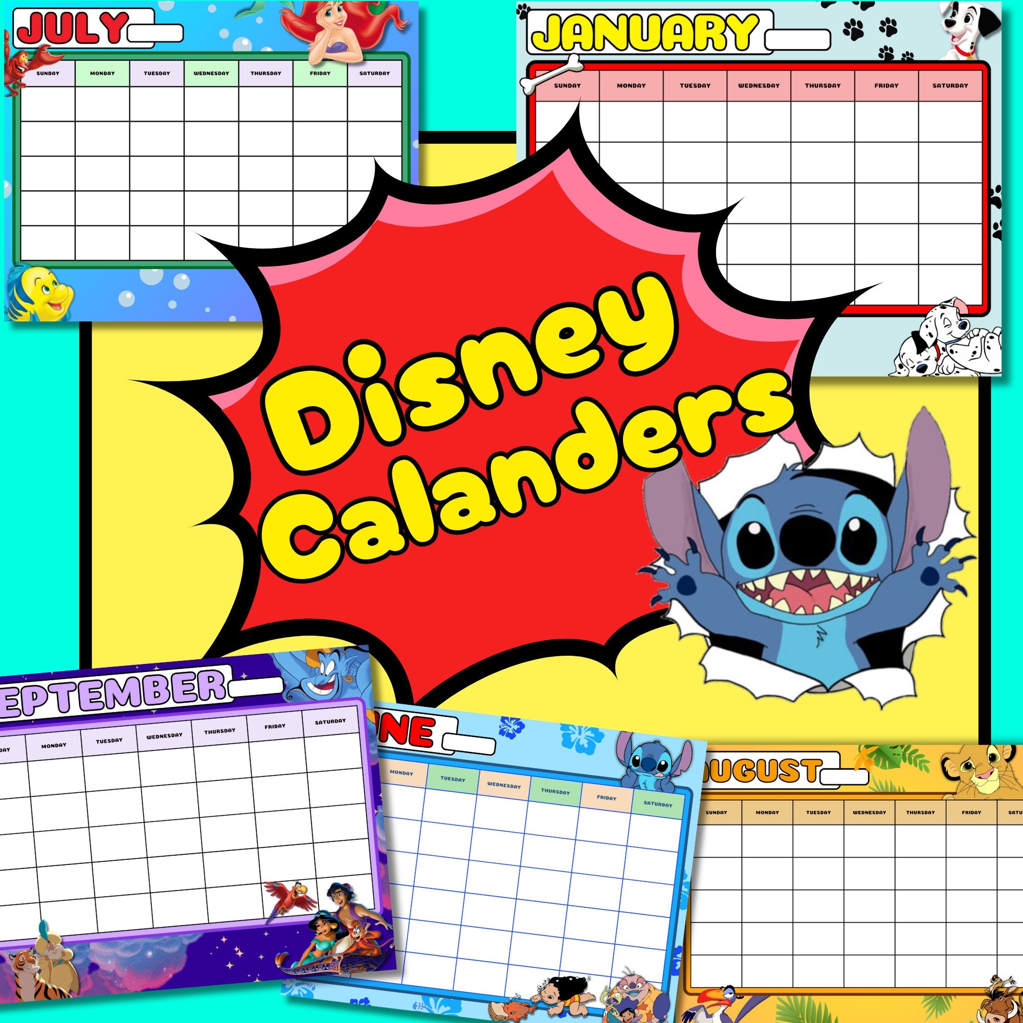 EDITABLE 2024 Printable Kid's Calendar, Blank Printable Fillable ...