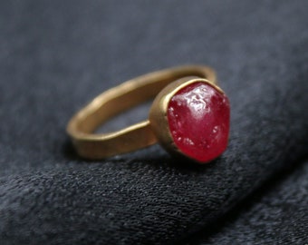 Unique Design Raw Ruby Gemstone Settled Handmade Silver Ring,gift for ...