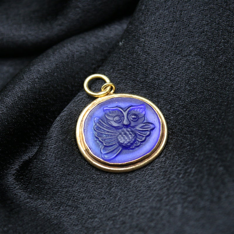 Vintage Glass Owl Pendant - Etsy