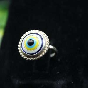 Handmade Evil Eye Silver Ring - Turkish Designer Handcrafted Gift - Etsy