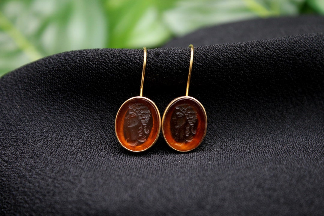 Roman Emperor Caligula Intaglio Glass Silver Earrings: A Unique ...