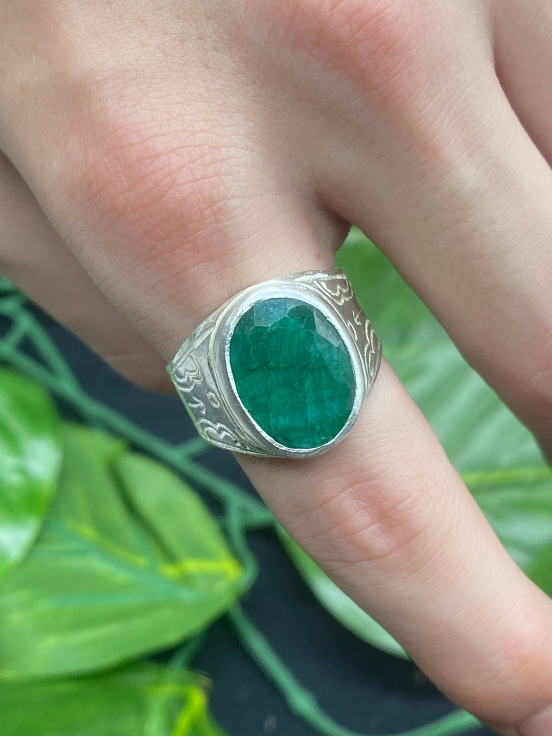 Handmade Emerald Silver Men's Ring - Bold and Timeless Gift for Dad - Etsy