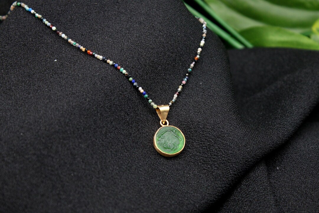 Natural Thermal Quartz Beads and Taurus Intaglio Cameo Glass Silver ...