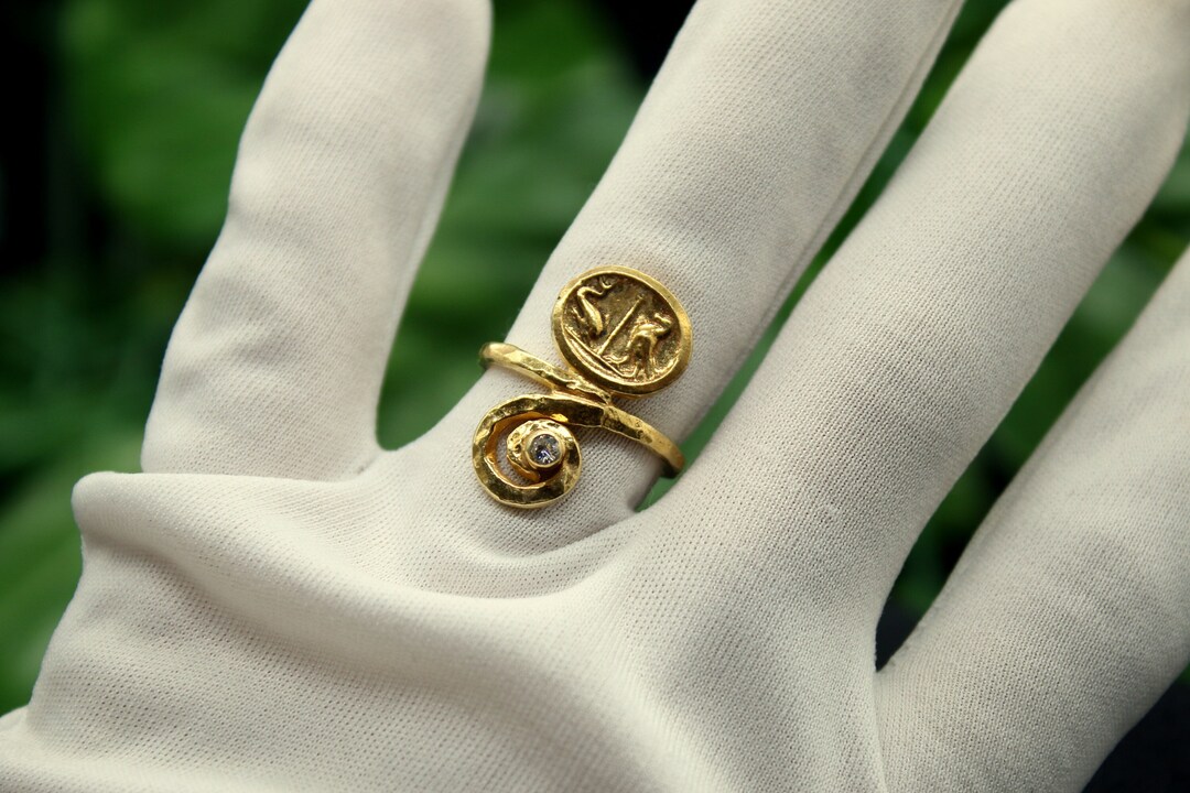 Handcrafted Ancient Eagle and Fish Coin Silver Ring - Timeless ...