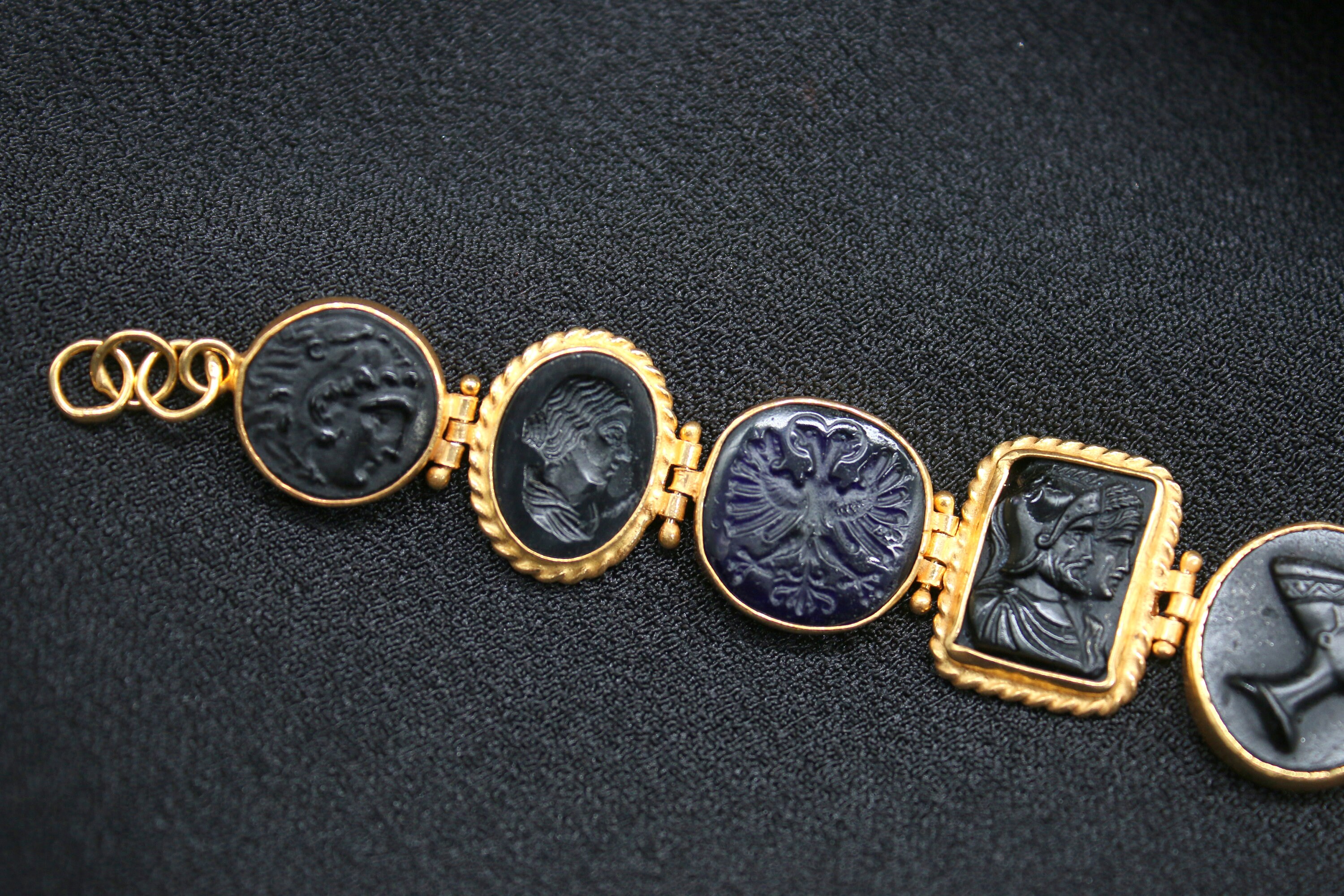 Handmade Intaglio Glass Ancient Roman Silver Bracelet Handmade Gift ...