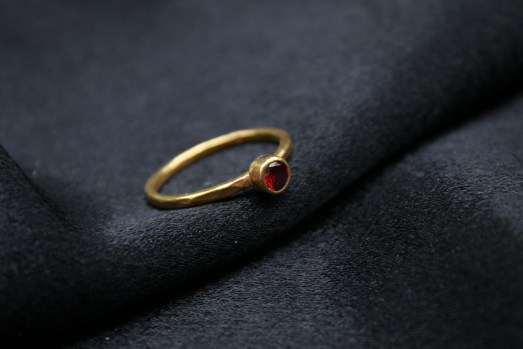 Minimalist Ruby Silver Ring Handmade Jewelry Ruby Gift Red Stone Ring ...